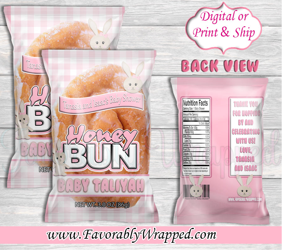 Bunny Honey Bun Wrapper-Rabbit Honey Bun Wrapper-Bunny Birthday-Honey ...
