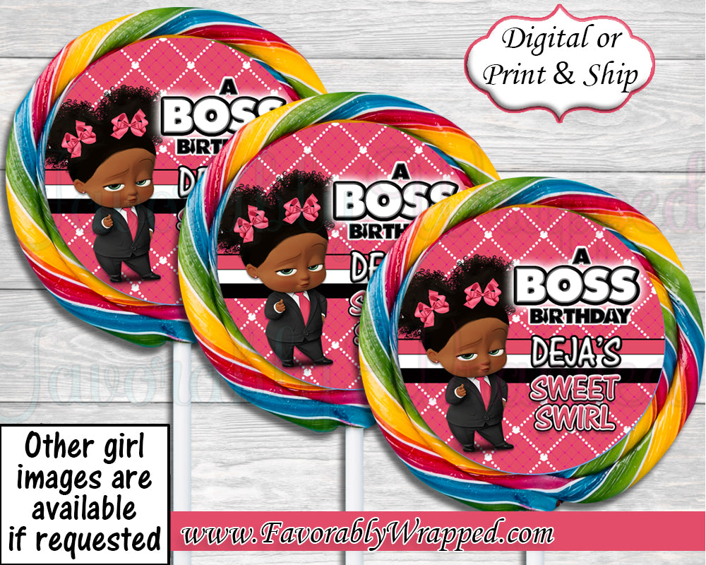 Boss Baby Girl Birthday Swirl Pop Labels-Boss Baby-Boss Baby Birthday ...