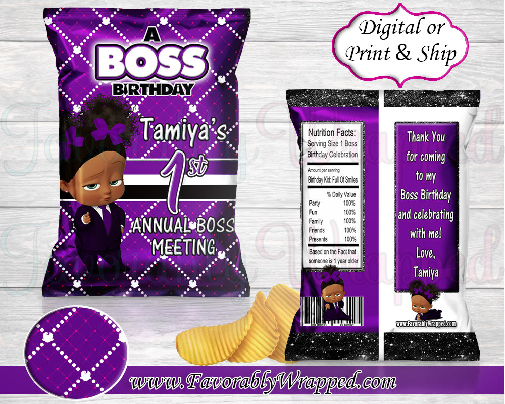 Boss Baby Girl Chip Bag-Boss Baby Birthday-Boss Baby Party-Boss Baby-P ...