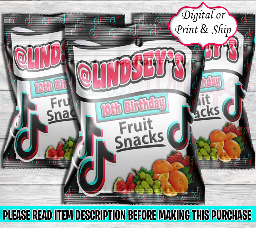 Tik Tok Fruit Snacks-Fruit Snack-Tik Tok Birthday-Tik Tok Party-Fruit ...