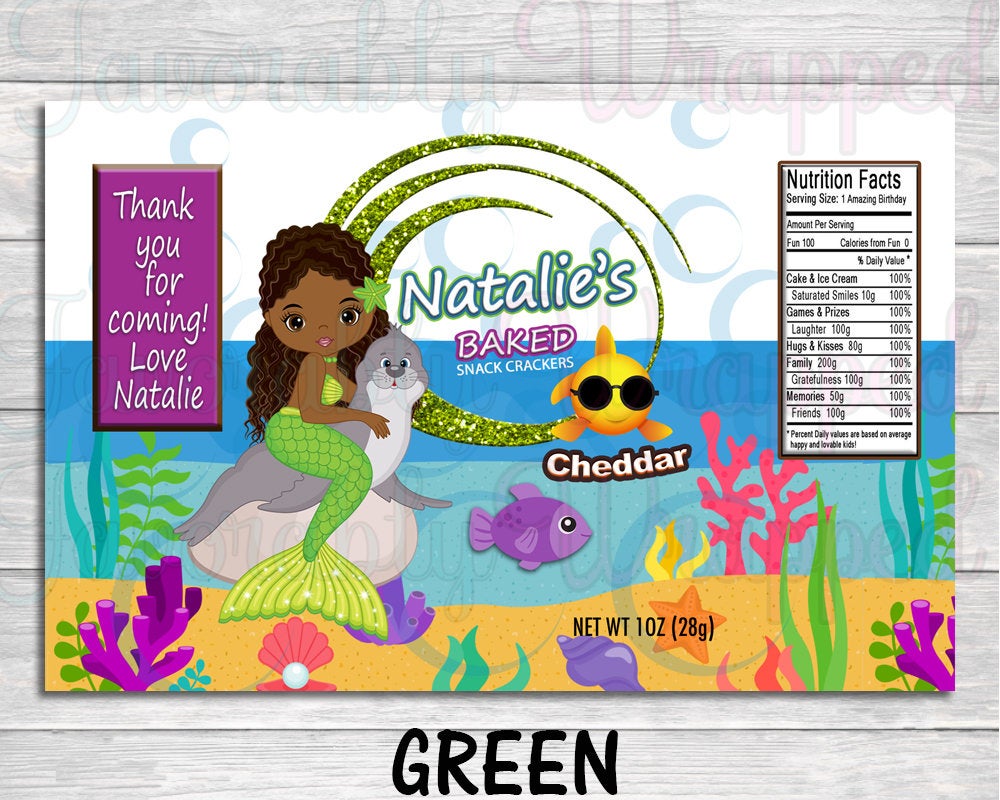 Mermaid Birthday Goldfish Cracker Wrappers-Mermaid Goldfish Crackers-A ...