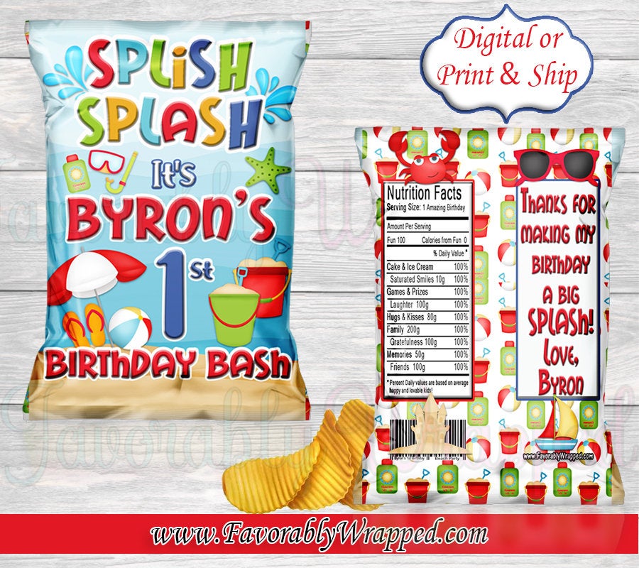 Splish Splash Chip Bag-Beach Party Chip Bag-Pool Party Chip Bag-Beach ...