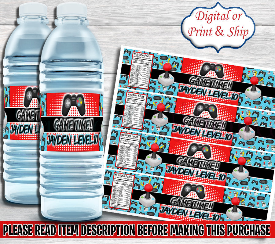 Gamer Water Label-Gamer Birthday-Gamer Party-Gamer Party Favors-Gamer ...