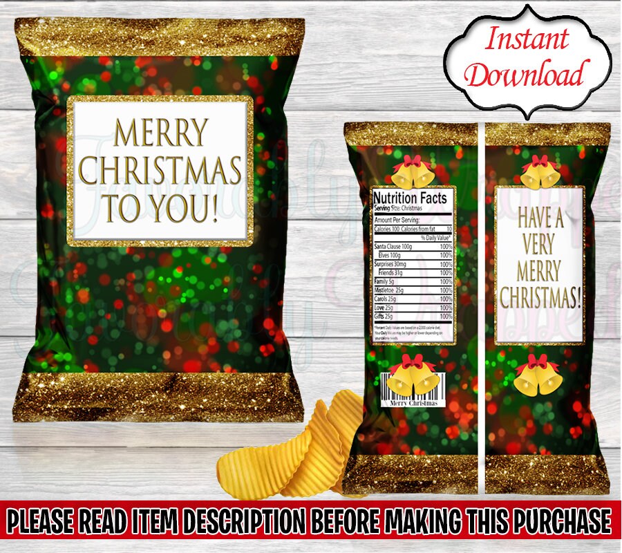 Christmas Chip Bag-Santa Claus Chip Bag-Merry Christmas Chip Bag-Chris ...