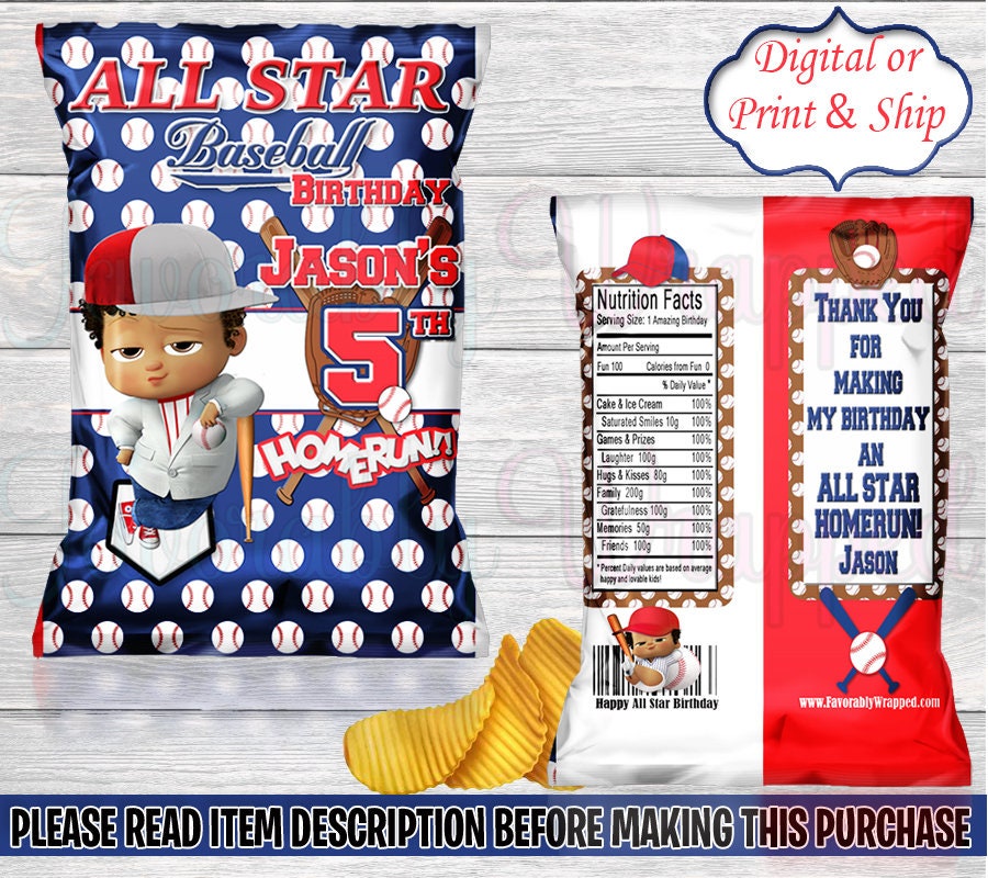 Baseball Chip Bag-All Star Chip Bag Chip Bag-Softball Chip Bag-Basebal ...