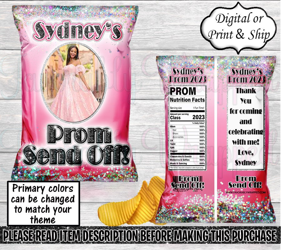 Prom Send Off Chip Bag-Prom Chip Bag-Prom Favor Bag-Prom Party-Prom De ...