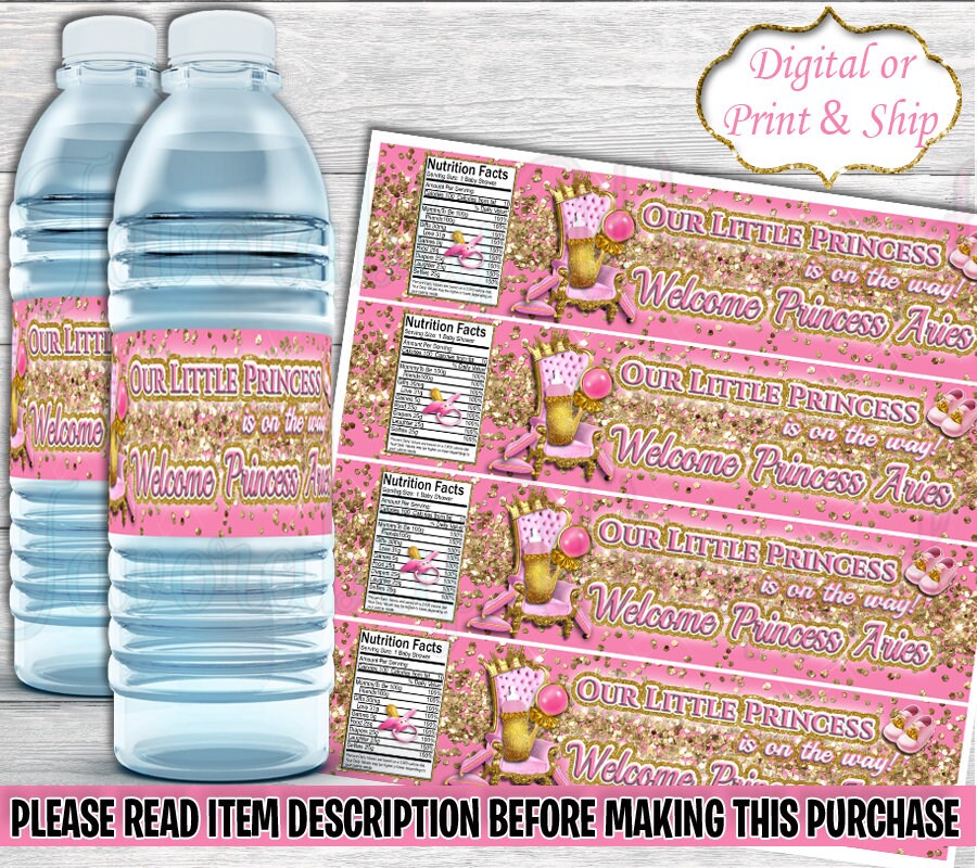 Royal Princess Water Label-Royal Princess Baby Shower-Royal Princess P ...