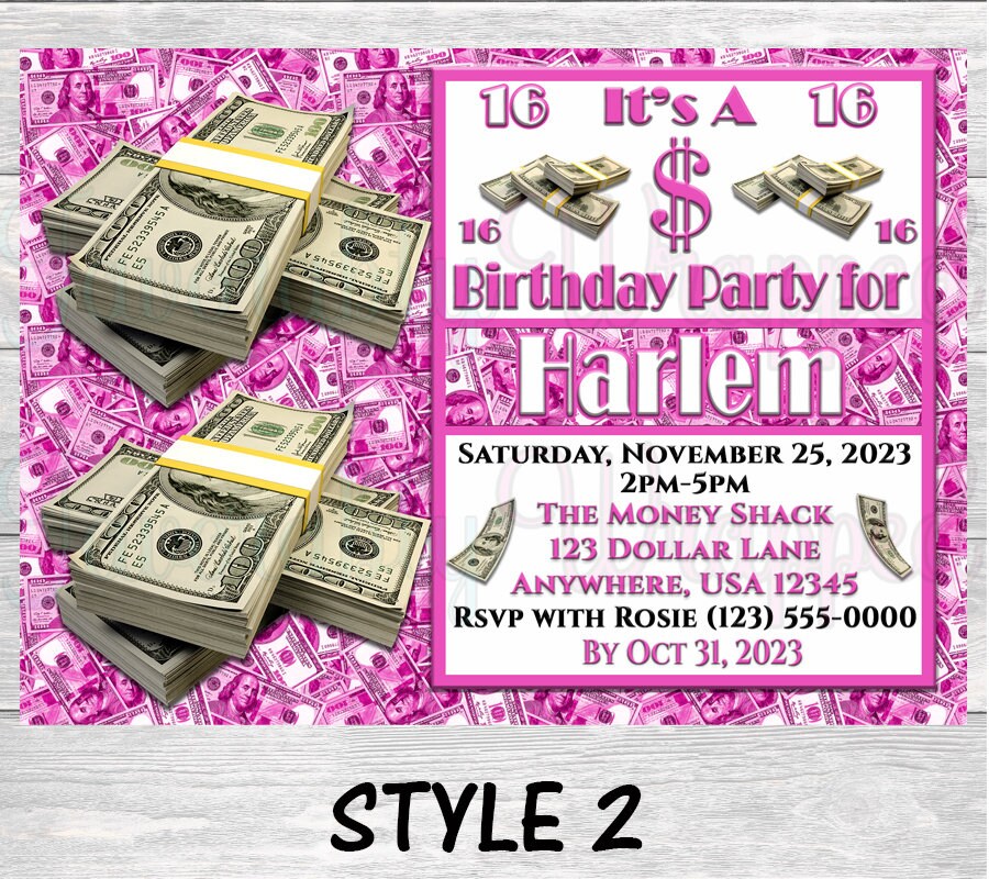 Money Invitation-Dollar Bill Invitation-Money Birthday-All About the B ...